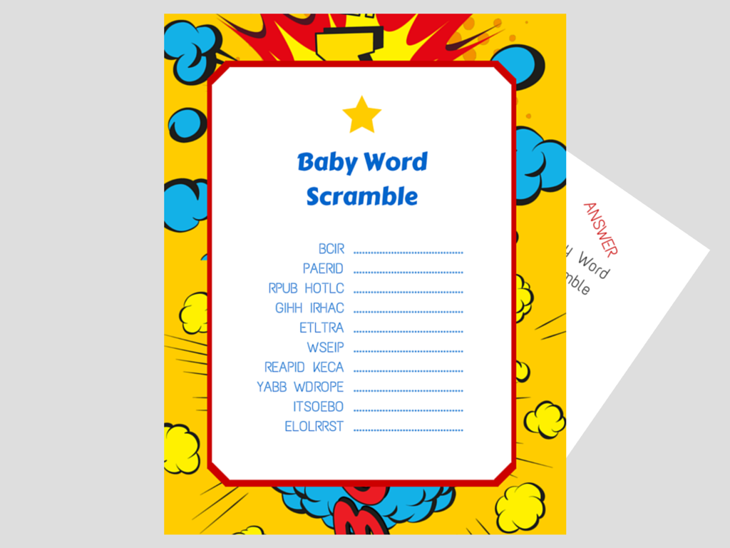 Superhero Baby Shower Printable Game Set, Superhero diirty Diaper ...