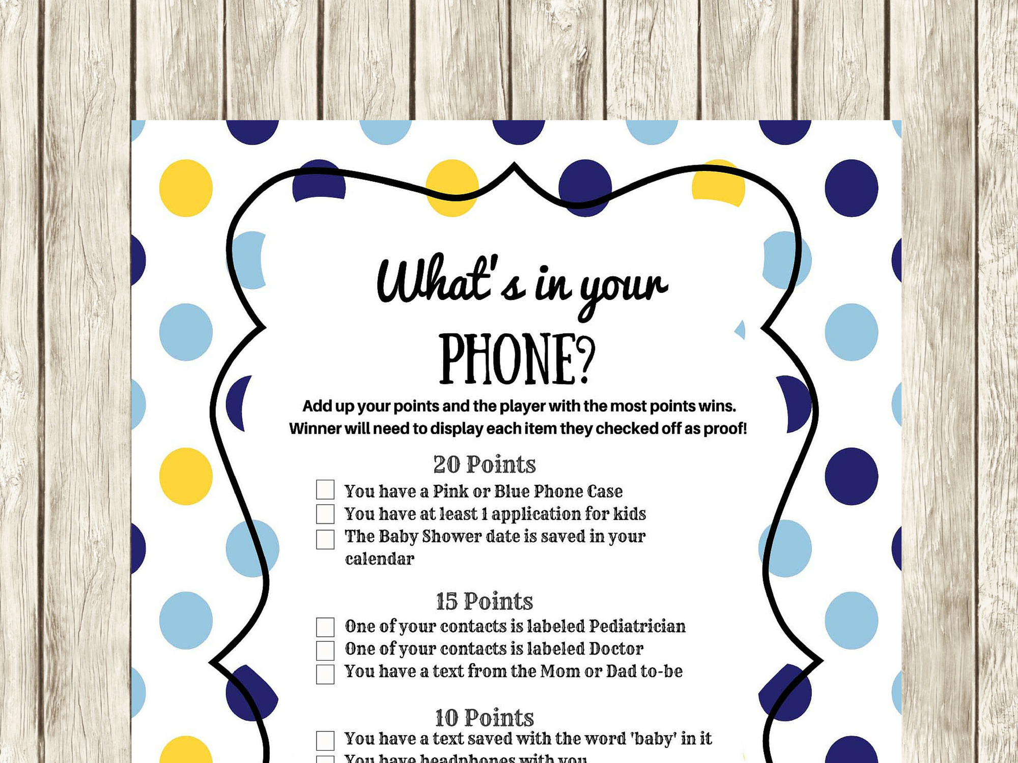 What's in your Cellphone Game - Magical Printable