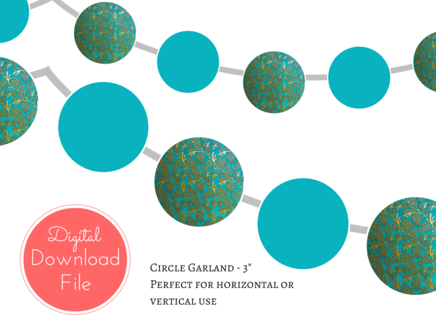 Teal Damask Banner - Magical Printable