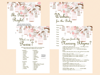Bird Cage Baby Shower Games Printable - Magical Printable