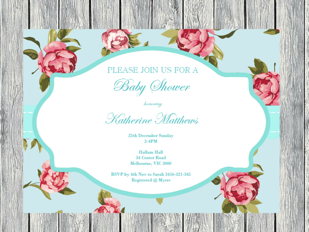 Shabby Chic Vintage Rose Editable Invitations - Download