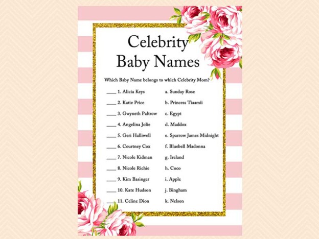 Pink Floral Chic Baby Shower Game Pack - Magical Printable