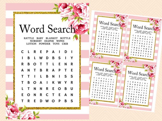 Pink Floral Chic Baby Shower Game Pack - Magical Printable