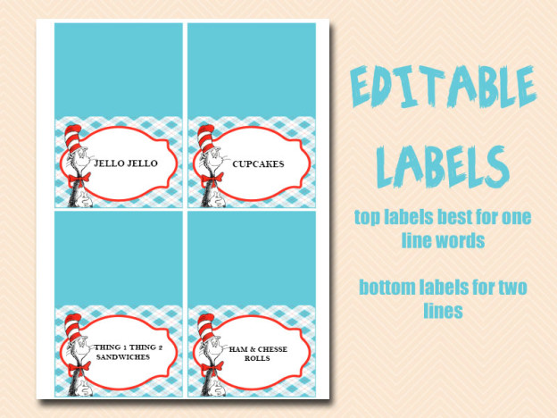 Dr Seuss Cat In the Hat Food Labels - Magical Printable
