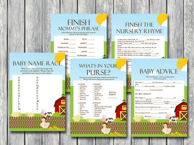 Farm Animals Baby Shower Games - Magical Printable