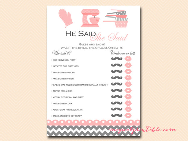 Kitchen Theme Bridal Shower Game Pack Magical Printable