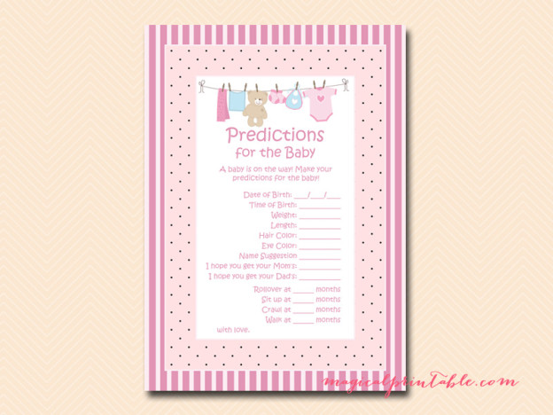 Clothesline Girl Baby Shower Games - Magical Printable