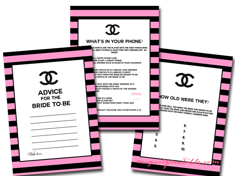 Black and Pink COCO Chanel Party Printable - Magical Printable