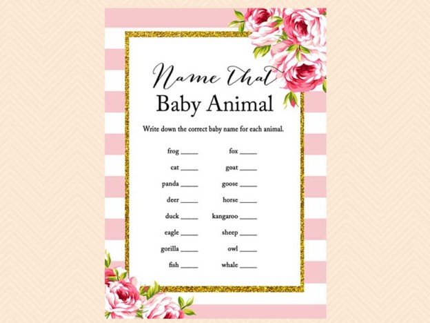 Pink floral baby shower game Set - Magical Printable