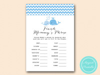Blue Whale Baby Shower Games - Magical Printable