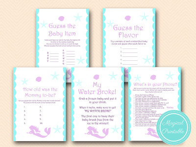 mermaid baby shower game pack, beach baby shower, nautical games ...