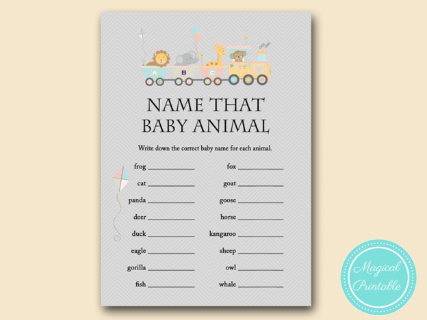 Animal Train Baby Shower Game Pack - Safari Jungle - Magical Printable