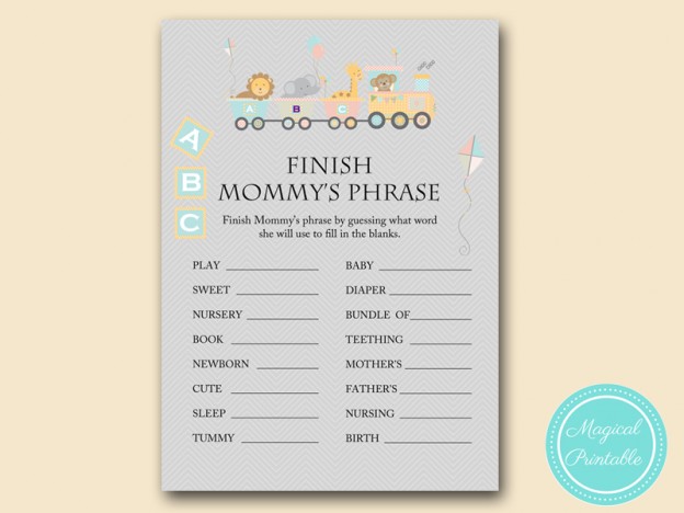 Animal Train Baby Shower Game Pack - Safari Jungle - Magical Printable