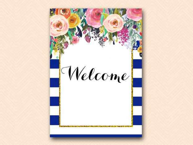 Shabby Chic, Navy Signs & Decorations - Magical Printable