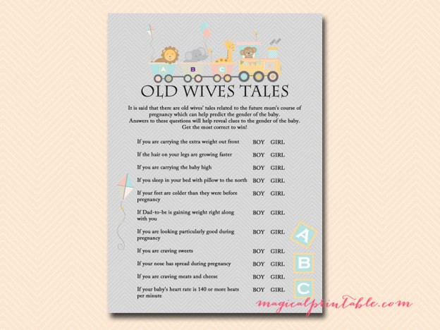 Animal Train Baby Shower Game Set - Magical Printable