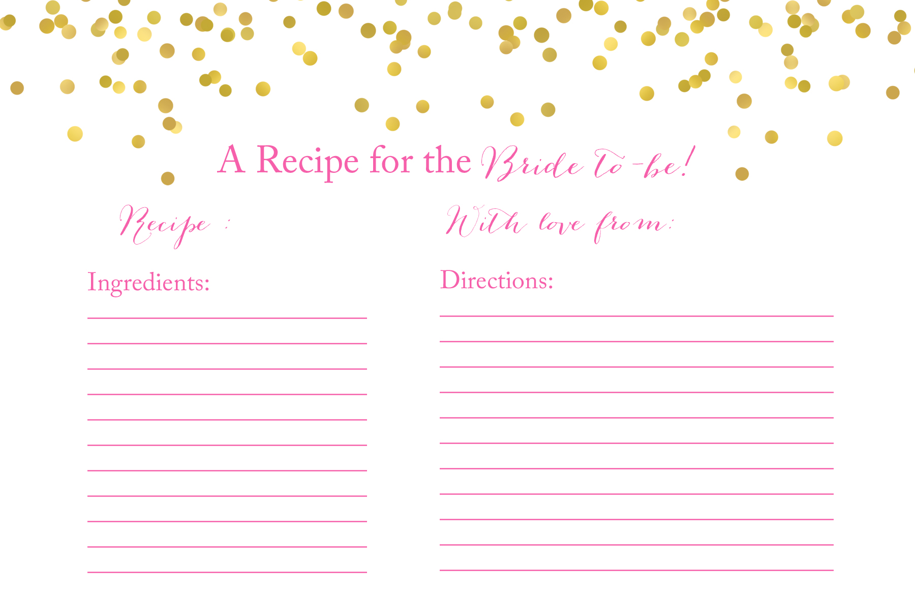 recipe-for-bride - Magical Printable