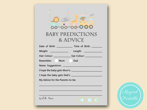 Animal Train Baby Shower Game Set - Magical Printable