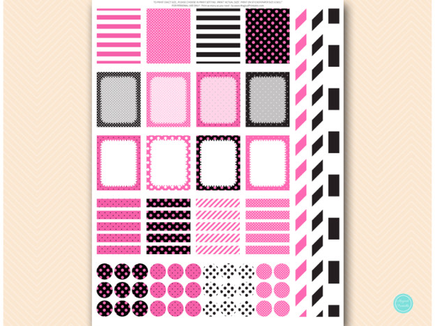Hot Pink and Black Planner Stickers - Magical Printable