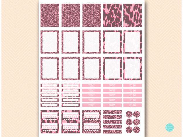 Pink Leopard Planner Stickers - Magical Printable