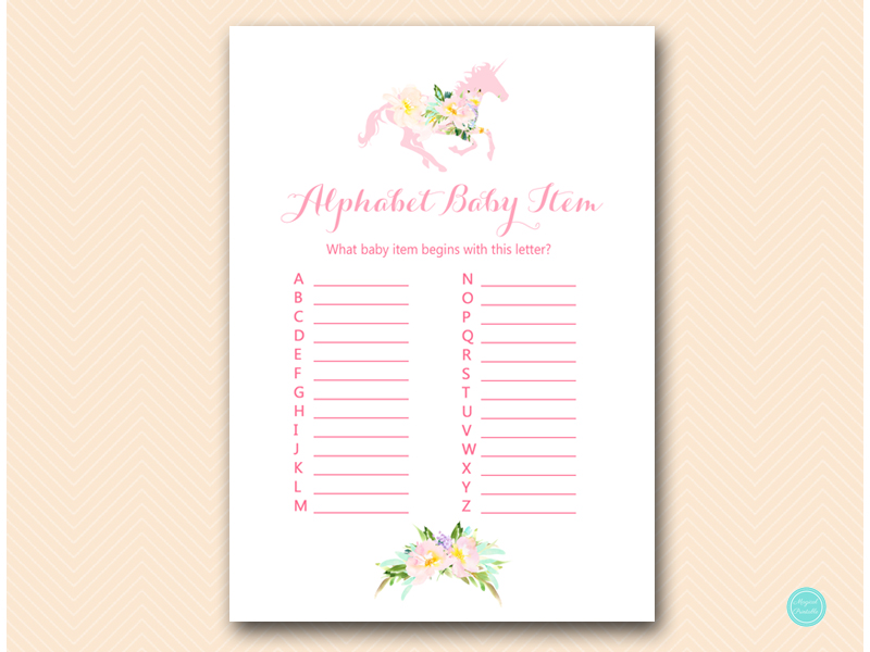 Unicorn Carousel Baby Shower Game Package - Magical Printable