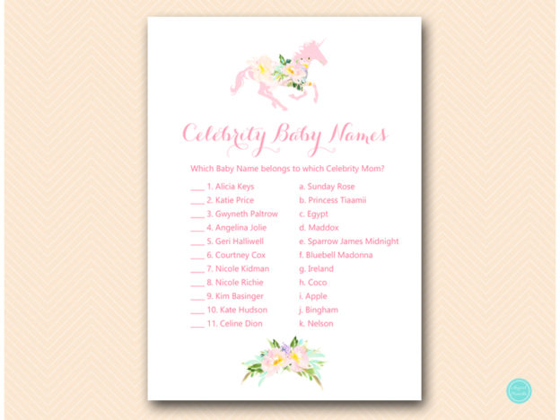 Unicorn Carousel Baby Shower Game Package - Magical Printable