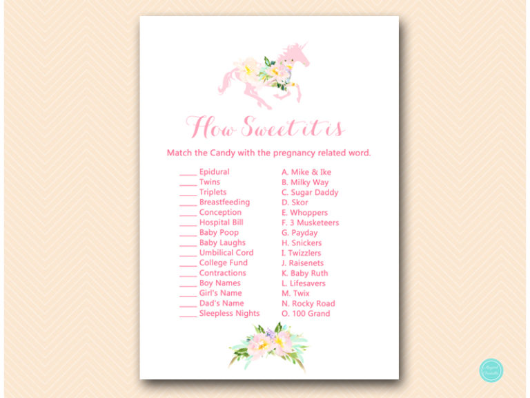 Unicorn Carousel Baby Shower Game Package - Magical Printable