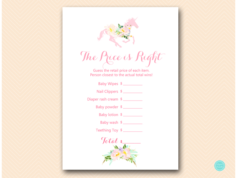 Unicorn Carousel Baby Shower Game Package - Magical Printable