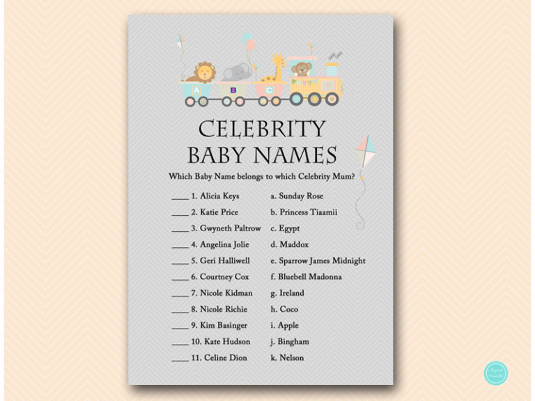 Animal Train Baby Shower Game Set - Magical Printable