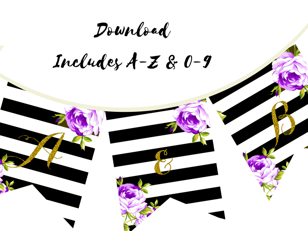 FREE Download Purple Floral Banner - Black Stripes and Gold - Magical ...