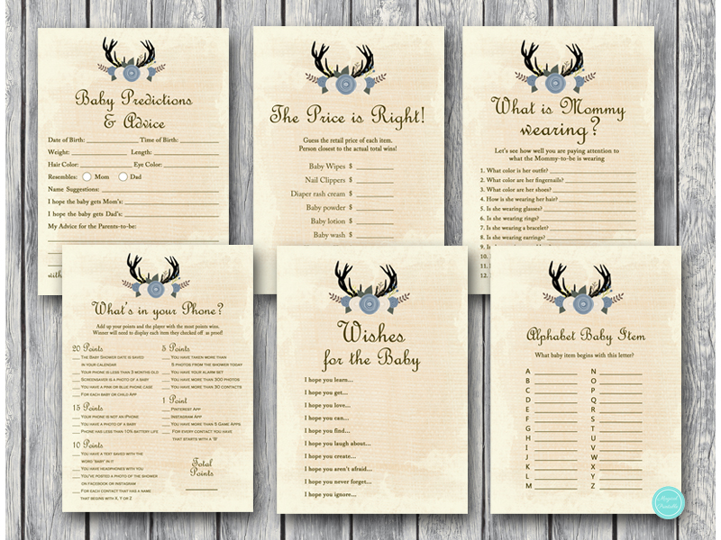 FREE Blue Buck Deer Baby Shower Game Package - Magical Printable