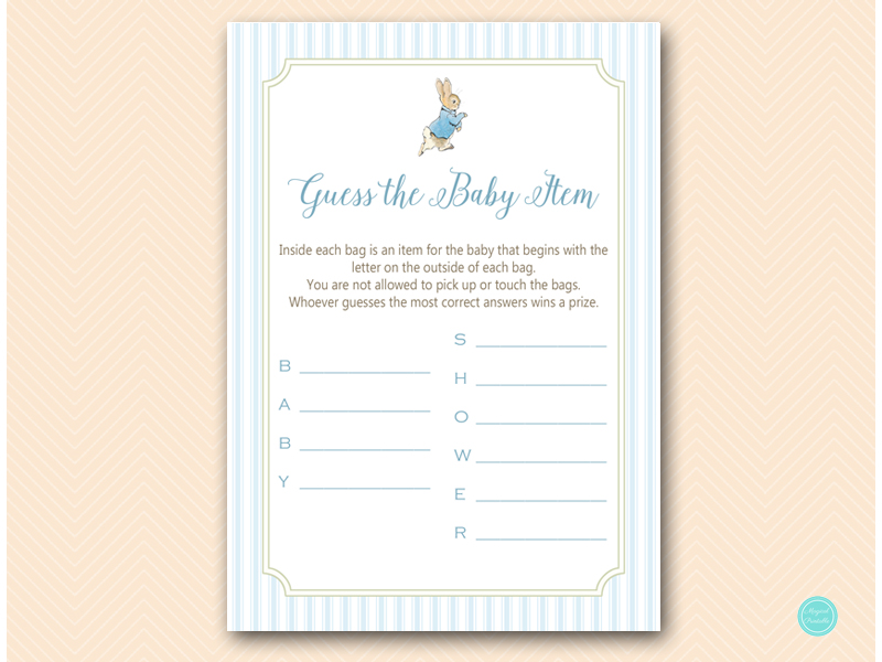 Peter Rabbit Baby Shower Game Pack - Magical Printable