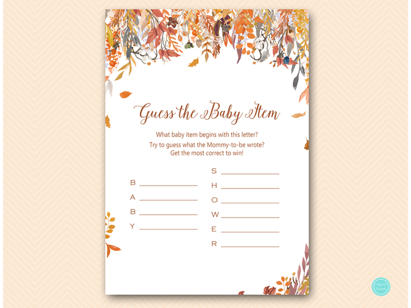 Autumn Fall Baby Shower Game Package - Magical Printable