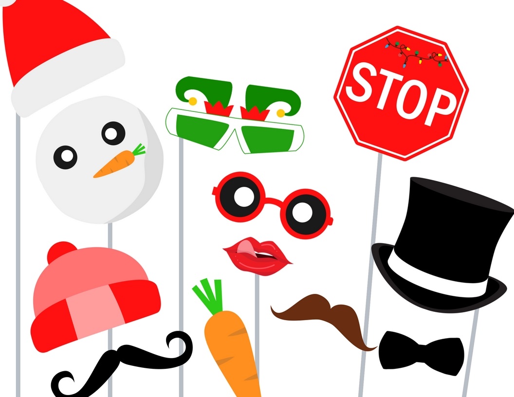 Print Yourself Christmas Snowman Elf Party Photo Booth - Magical Printable